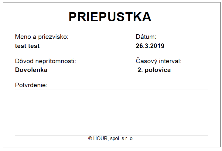 eSchvaľovanie neprítomností | Hour